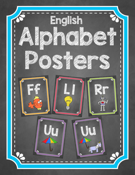 Chalkboard Themed Alphabet Posters with Pictures | Teaching in Blue Jeans