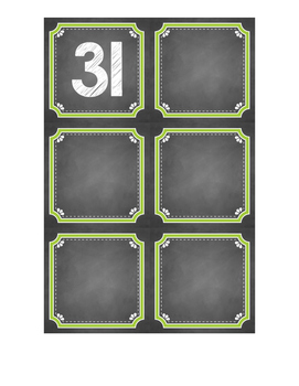 Chalkboard Themed Calendar Numbers {Green} | Teaching in Blue Jeans
