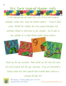 Eric Carle Inspired Classroom - Butterfly Lifecycle Calendar Numbers ...