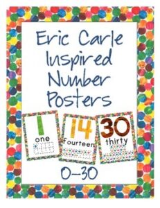 Eric Carle Inspired Classroom - Number Posters 0-30 | Teaching in Blue ...