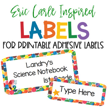 Eric Carle Inspired EDITABLE Adhesive Labels | For Avery Type Labels ...