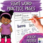 Sight Word Practice Pages | NO PREP | Dolch Primer Sight Words ...