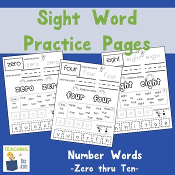 Sight Word Practice Pages Number Words | NO PREP | Distance | Teaching ...