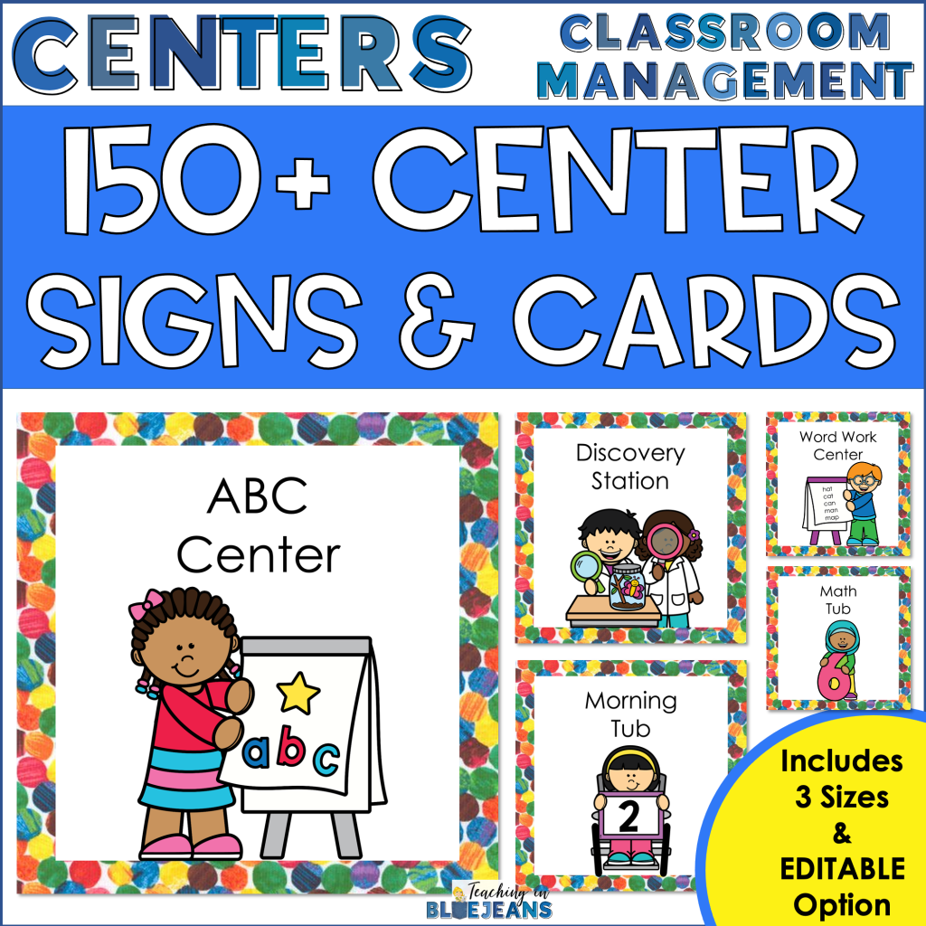 Eric Carle Inspired Classroom - Center Cards | Teaching in Blue Jeans