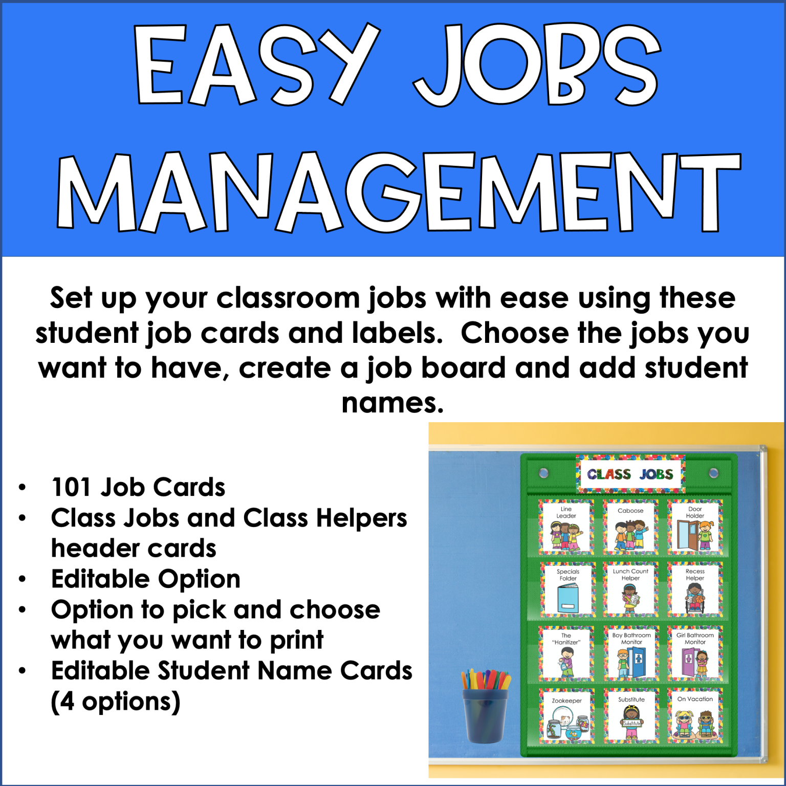 Eric Carle Inspired Classroom - Class Job Cards | Teaching in Blue Jeans