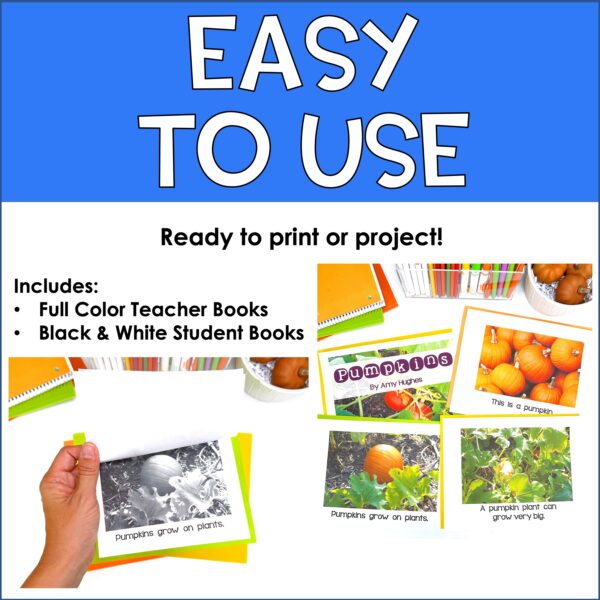 Pumpkins - An Emergent Science Reader | Pumpkin Life Cycle Student ...