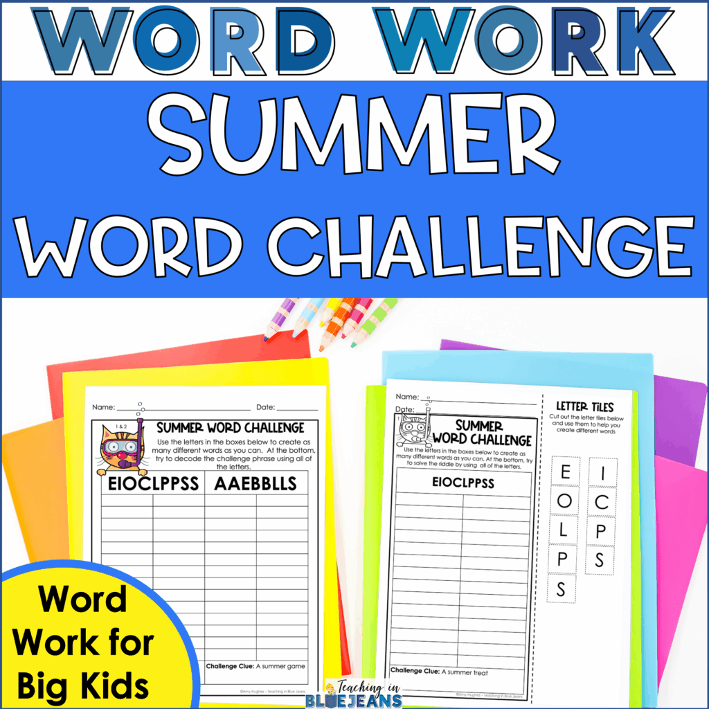 Summer Word Work Activities for Grades 2–5 – Making Words Spelling ...