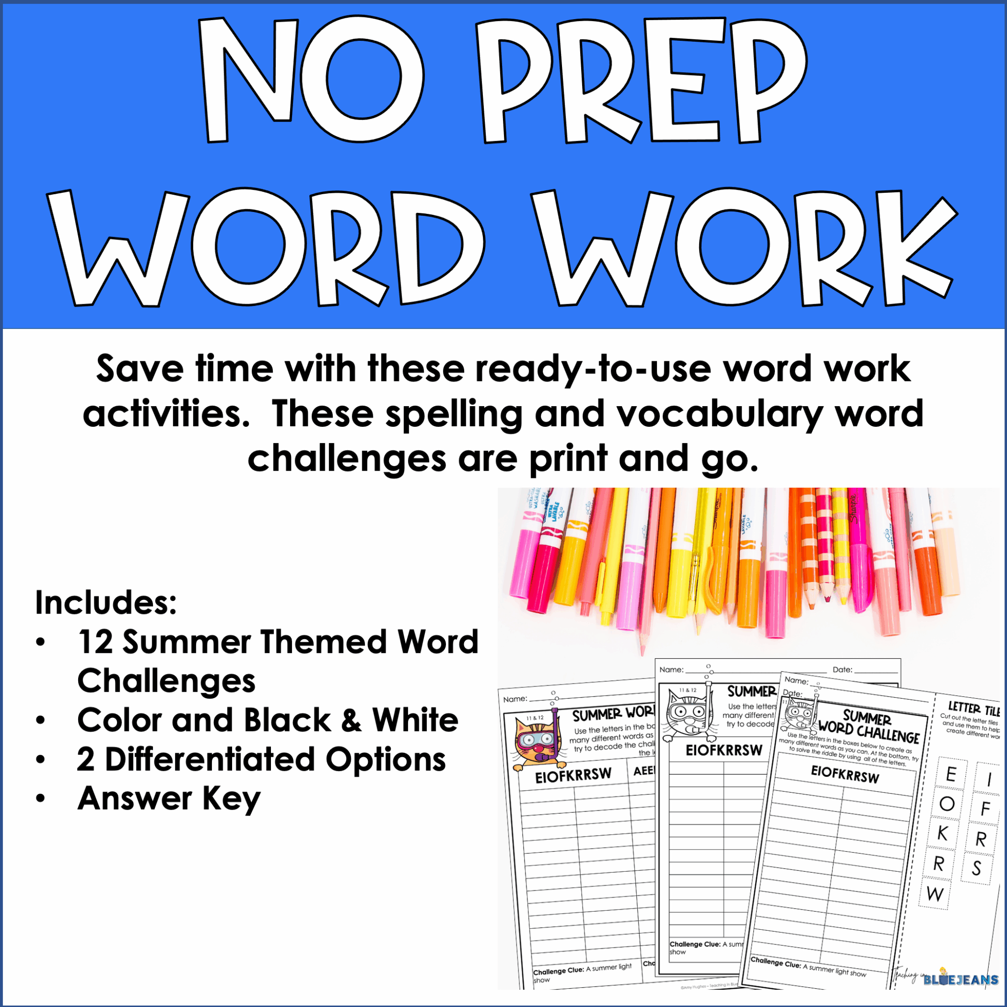 Summer Word Work Activities for Grades 2–5 – Making Words Spelling ...