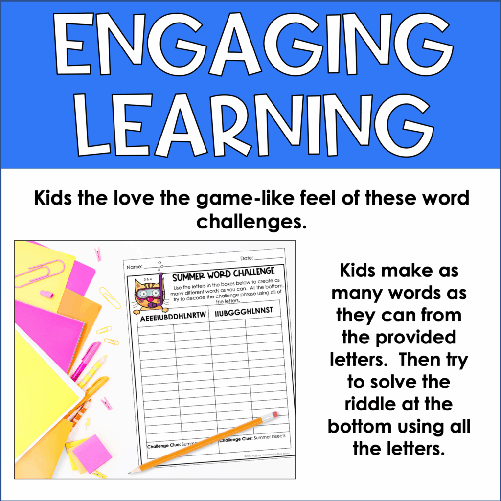Summer Word Work Activities for Grades 2–5 – Making Words Spelling ...