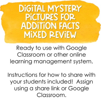 Digital Mystery Picture for Addition Facts | Addition Distance ...