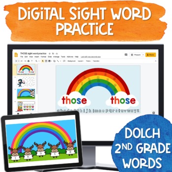 Digital Sight Word Practice for Dolch Second Grade Words | Distance ...