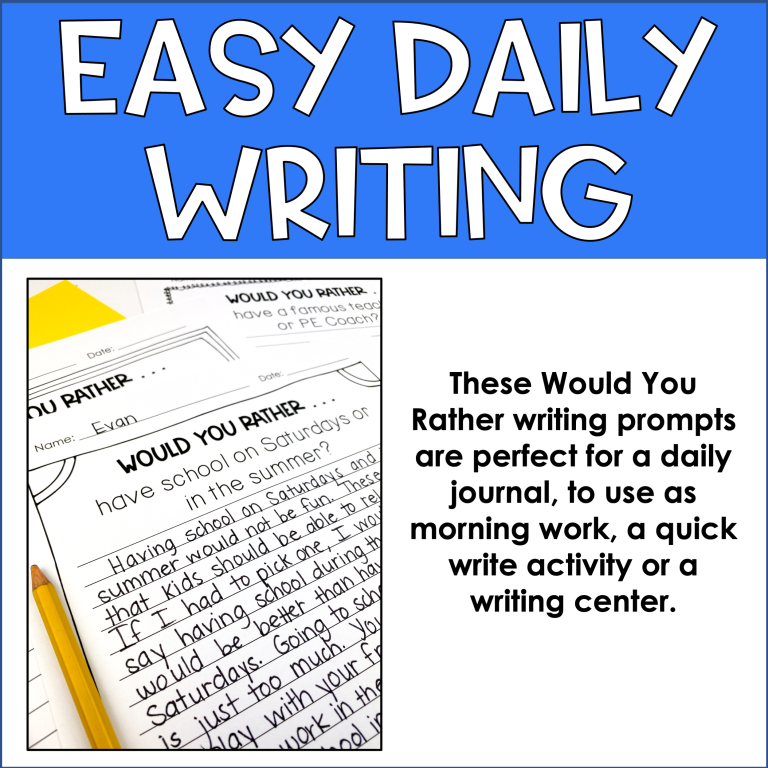 Would You Rather Writing Prompts for Back to School – Print ...