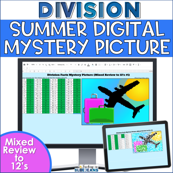 Summer Digital Mystery Picture for Division Facts to 12's | Math ...