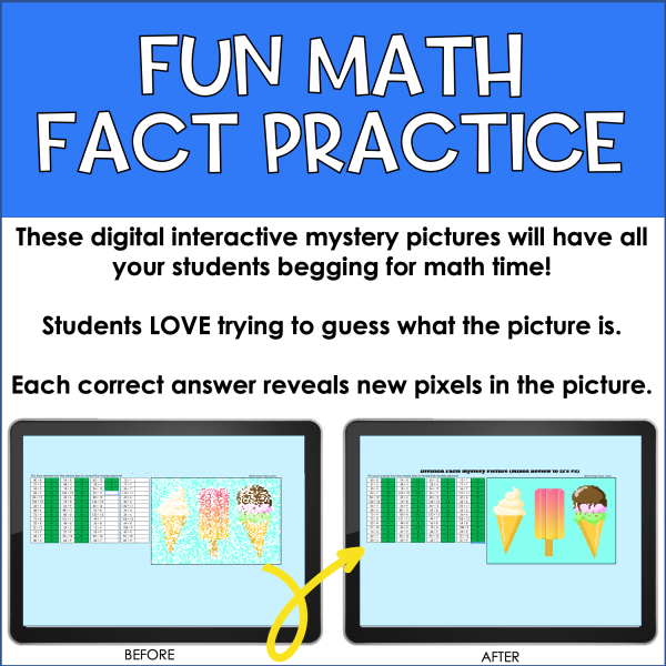 Summer Digital Mystery Picture for Division Facts to 12's | Math ...