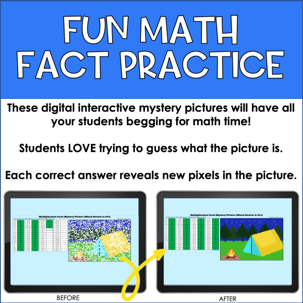 Summer Digital Mystery Picture for Multiplication Facts to 10's ...