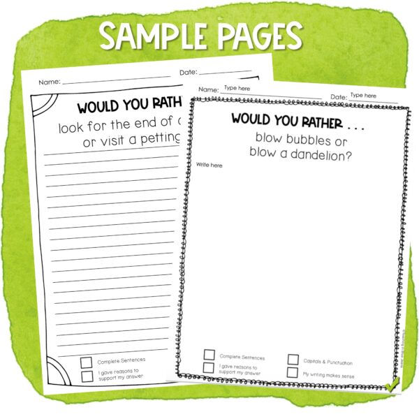 Spring Would You Rather Writing Prompts – Fun Opinion Writing ...