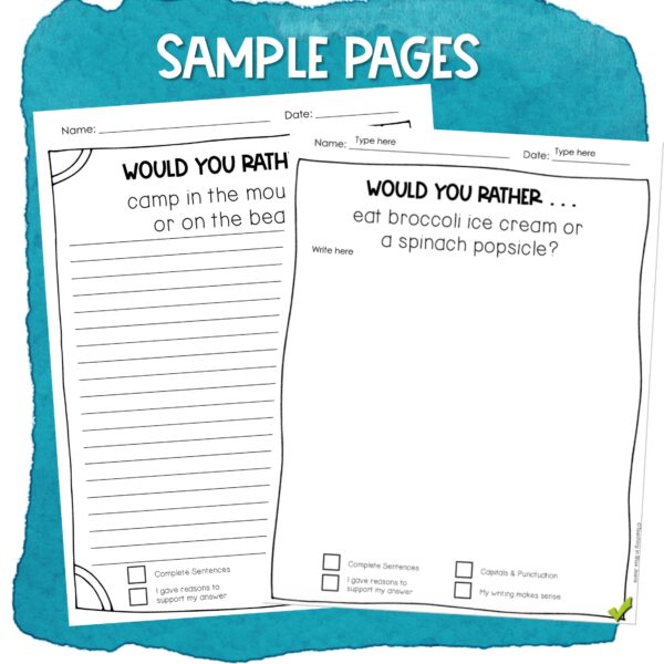 Summer Would You Rather Writing Prompts – Fun Opinion Writing ...