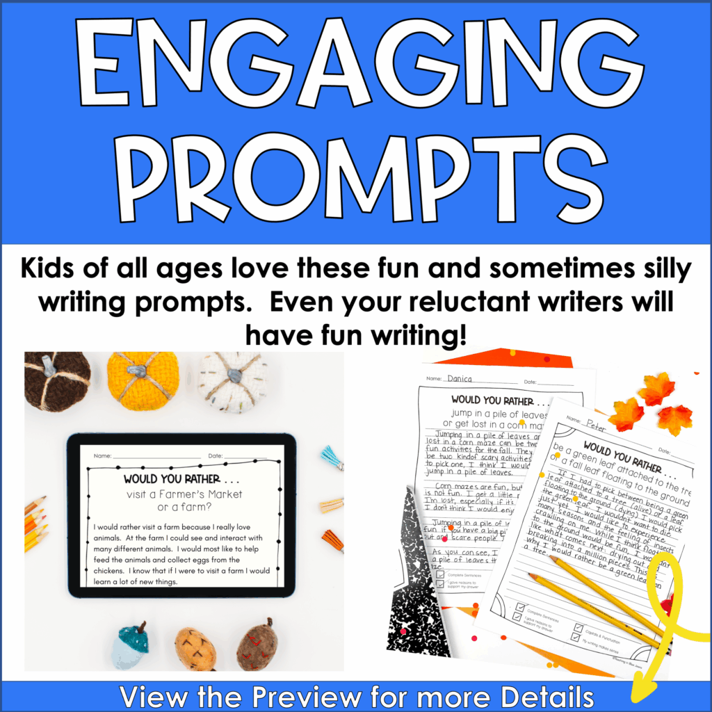 Fall Would You Rather Writing Prompts | Opinion Writing for Autumn ...