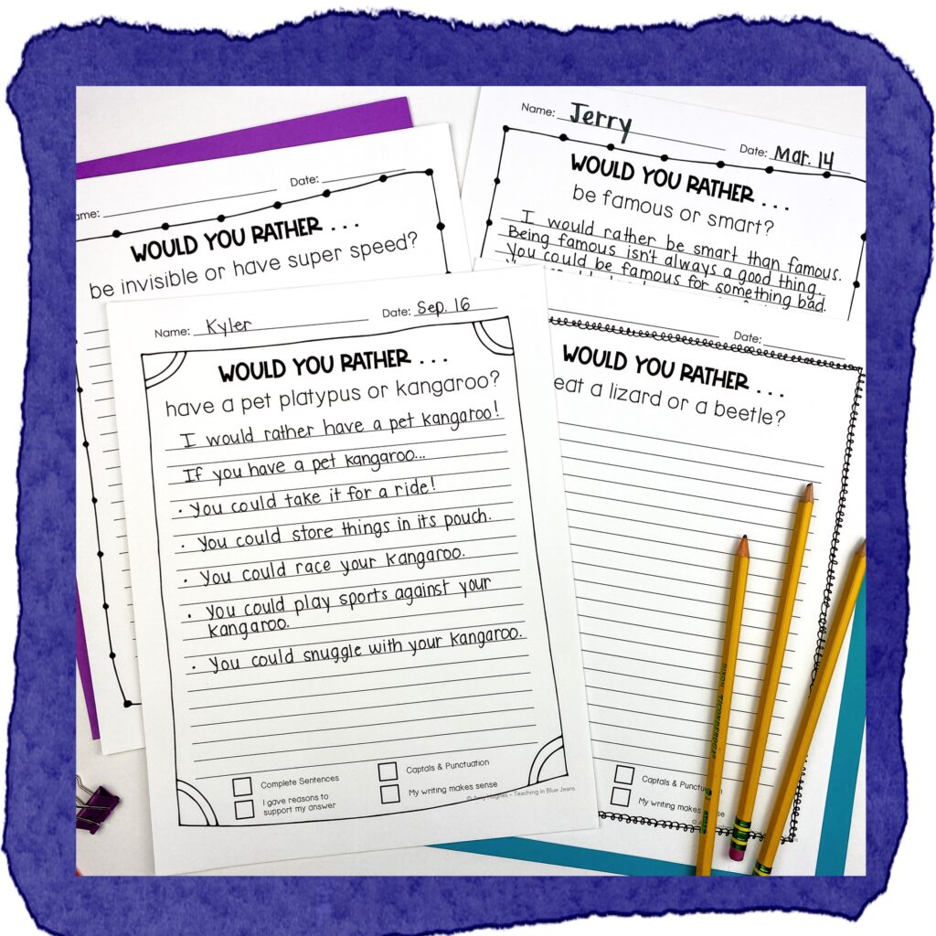 Would You Rather Writing Prompts MEGA BUNDLE – 150+ Printable ...