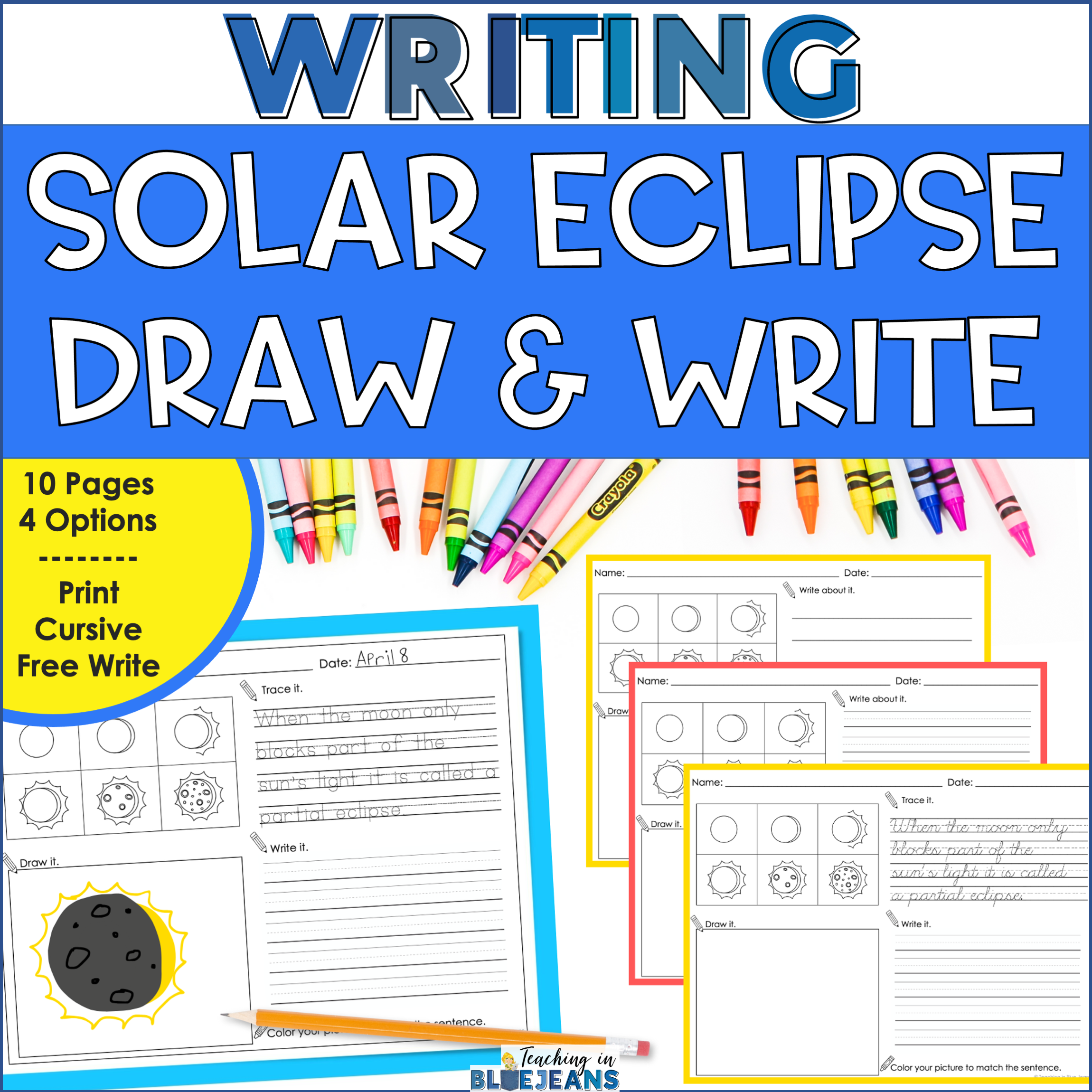 Solar Eclipse Directed Drawing and Writing Activities – Cursive ...