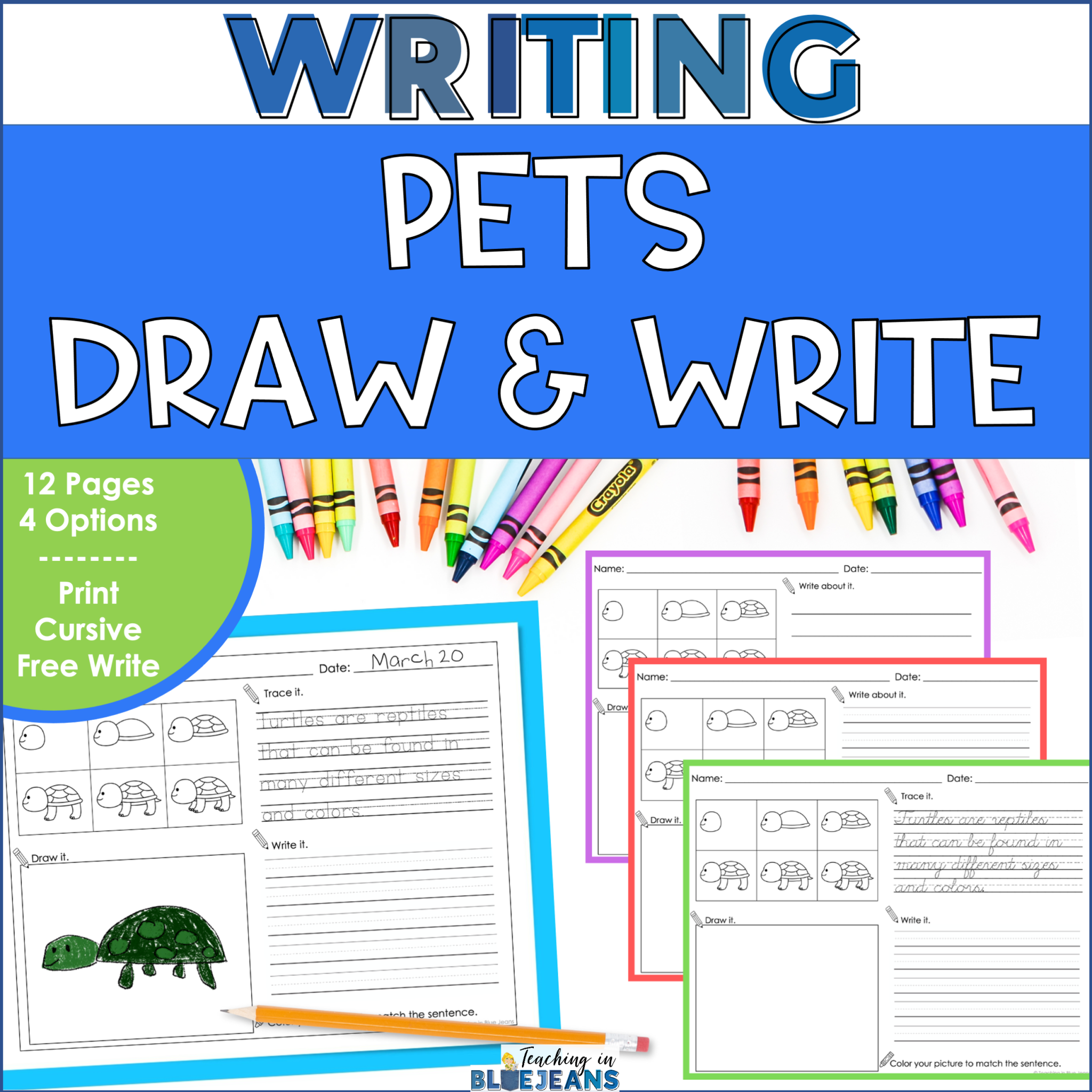 Pets Directed Drawing and Writing Prompts – Print and Cursive ...