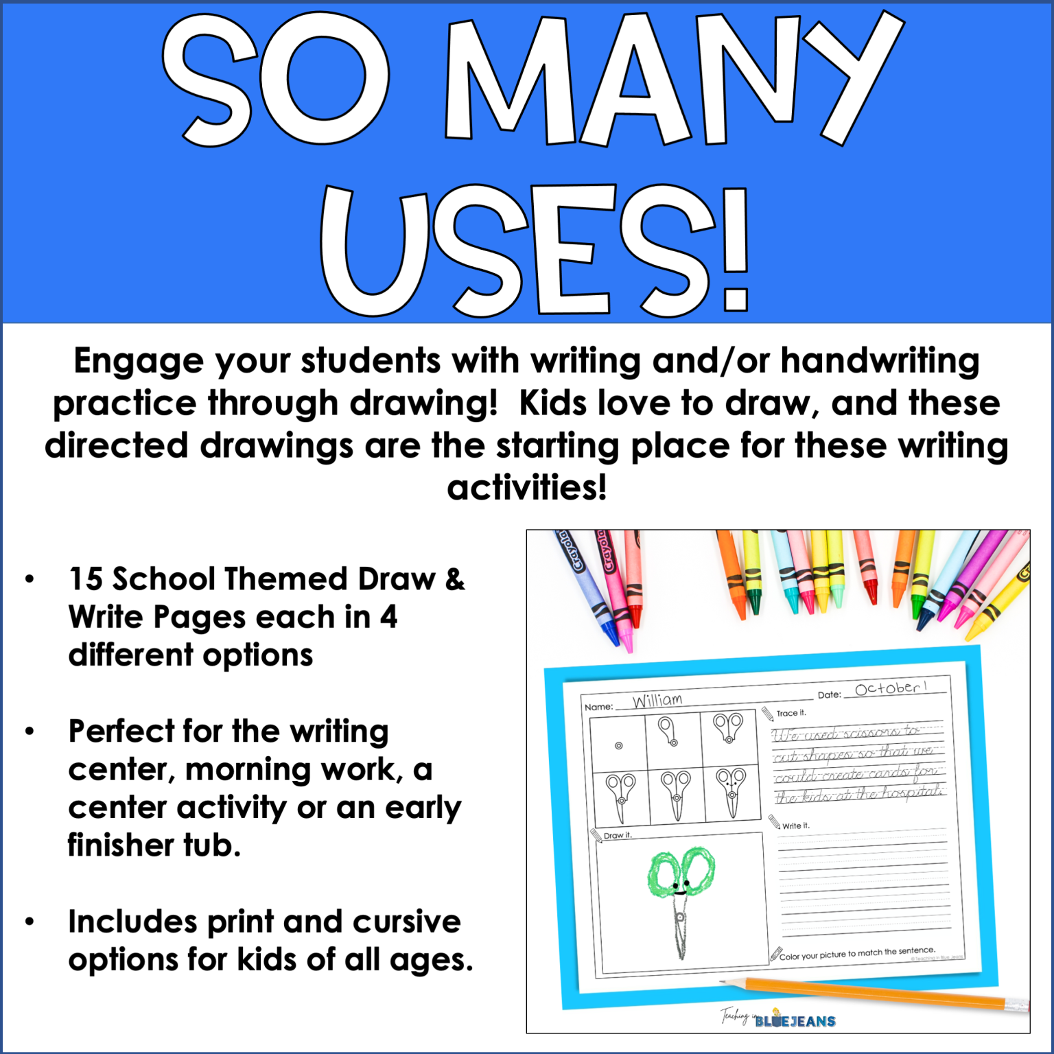 Back to School Directed Draw and Write Prompts - Handwriting Practice ...