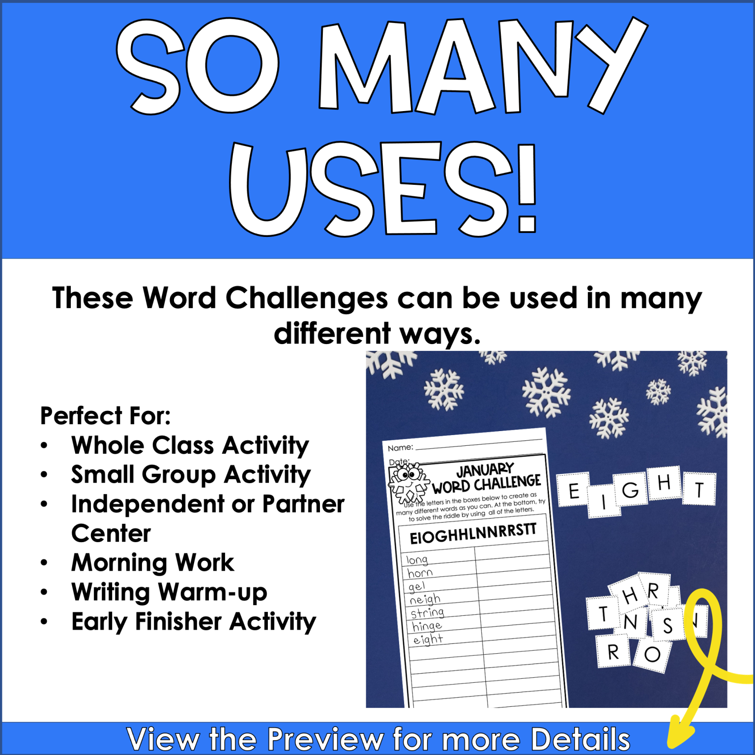 January Word Work Activities – Making Words Spelling Game for Grades ...