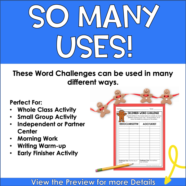 December Word Work Activities – Making Words Games & Vocabulary ...