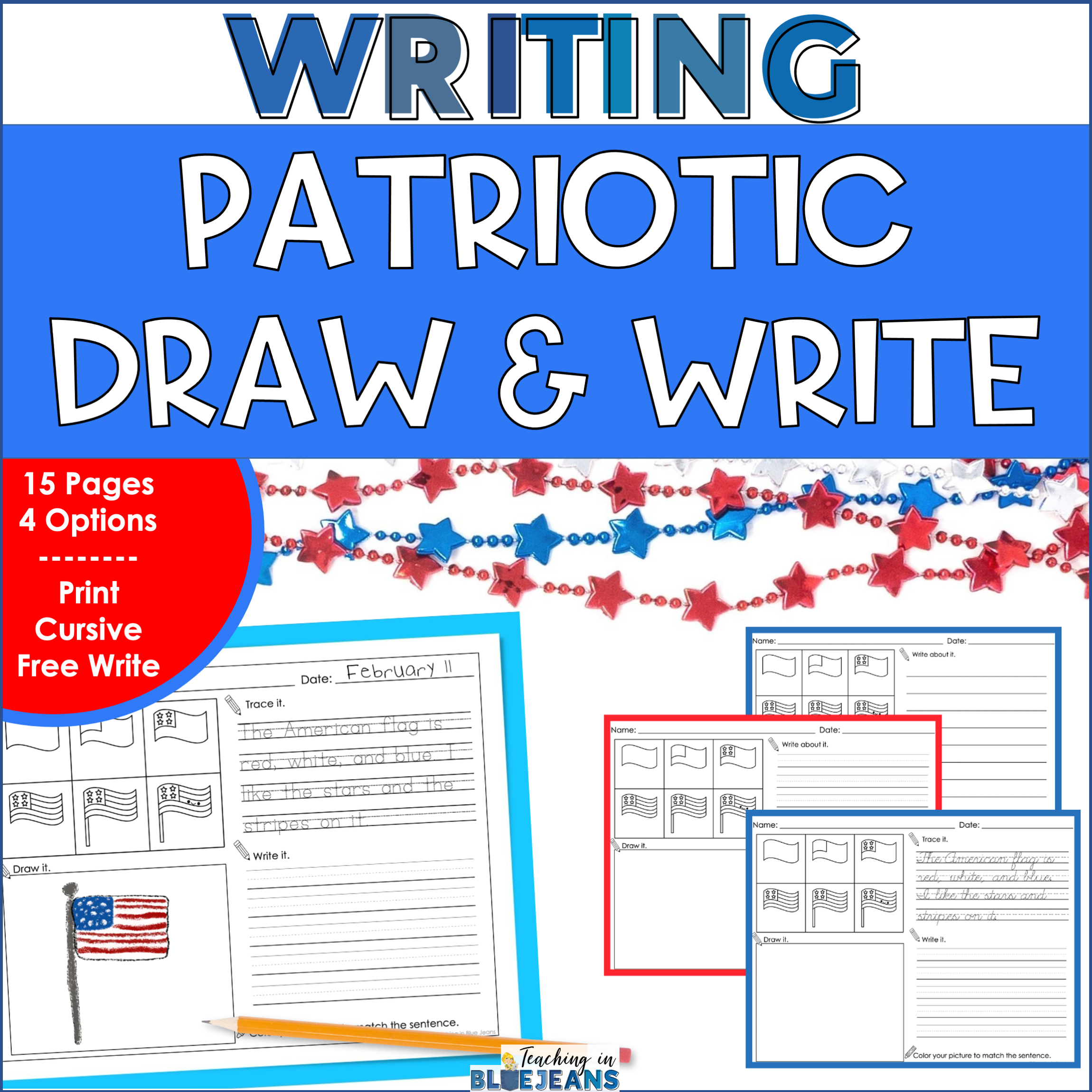 Patriotic Directed Drawing and Writing Prompts – Handwriting Practice ...