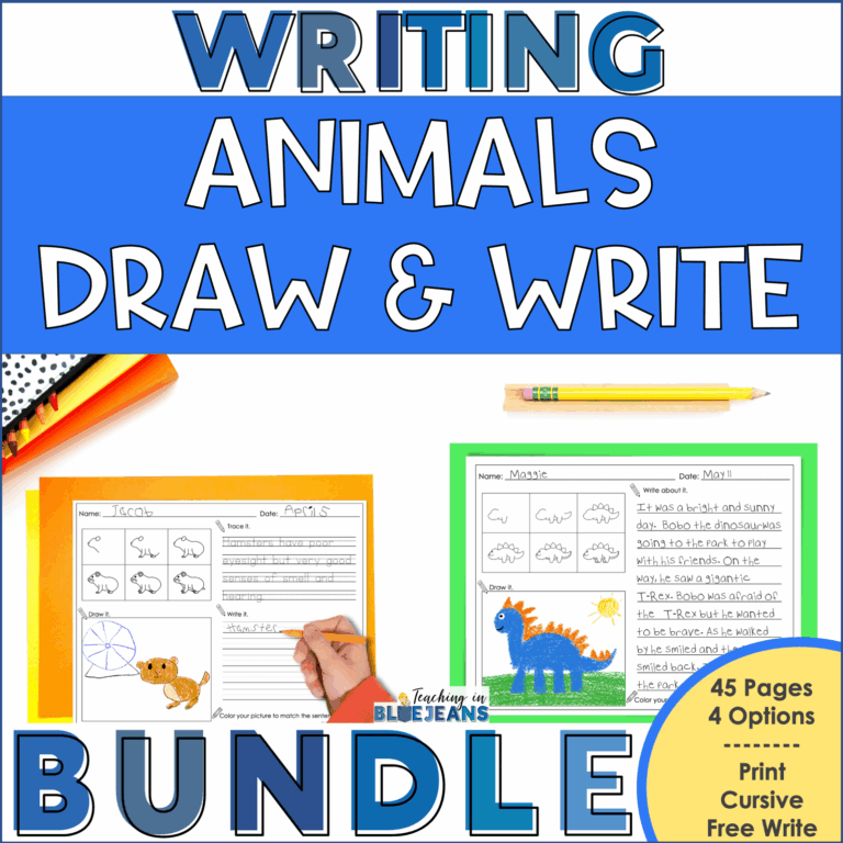 Animal Directed Drawing & Writing Prompts Print & Cursive Tracing ...