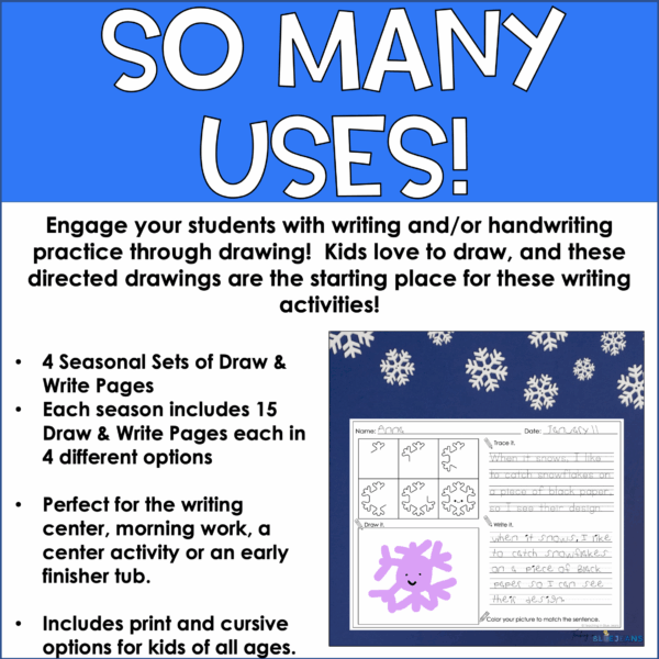 4 Seasons Directed Drawing & Writing Prompts – Print & Cursive ...