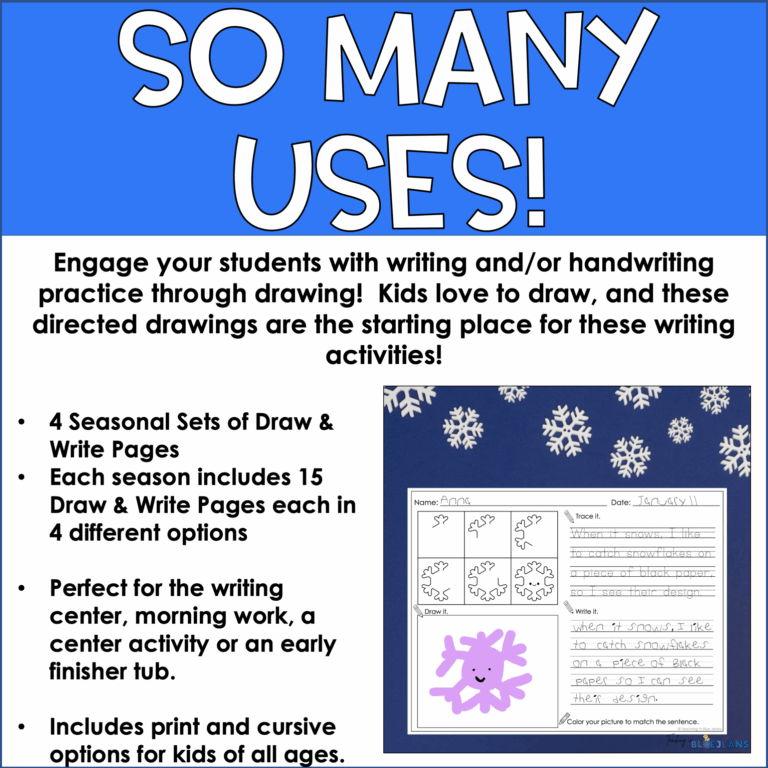 4 Seasons Directed Drawing & Writing Prompts – Print & Cursive ...