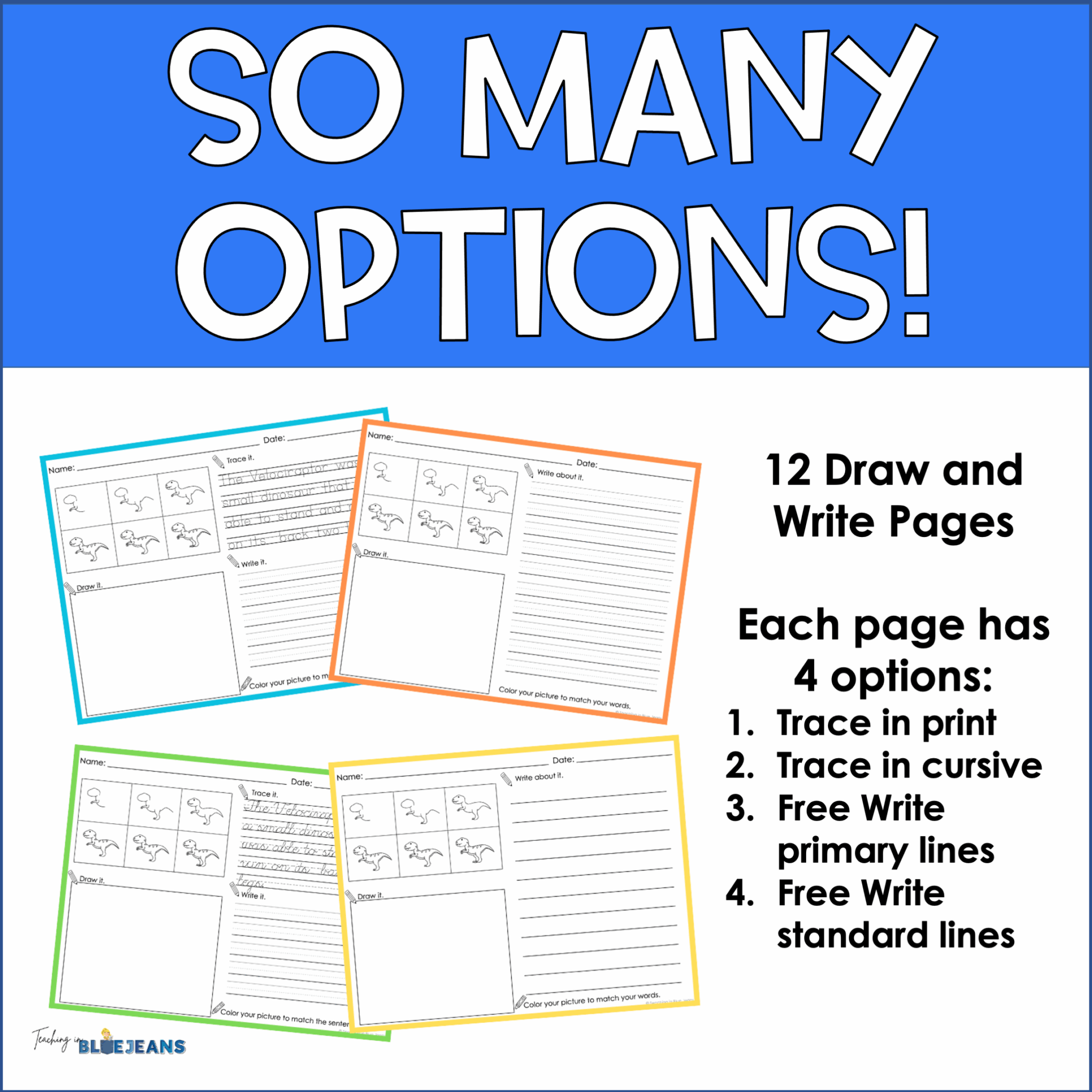 Dinosaur Directed Drawing and Writing Prompts – Print and Cursive ...
